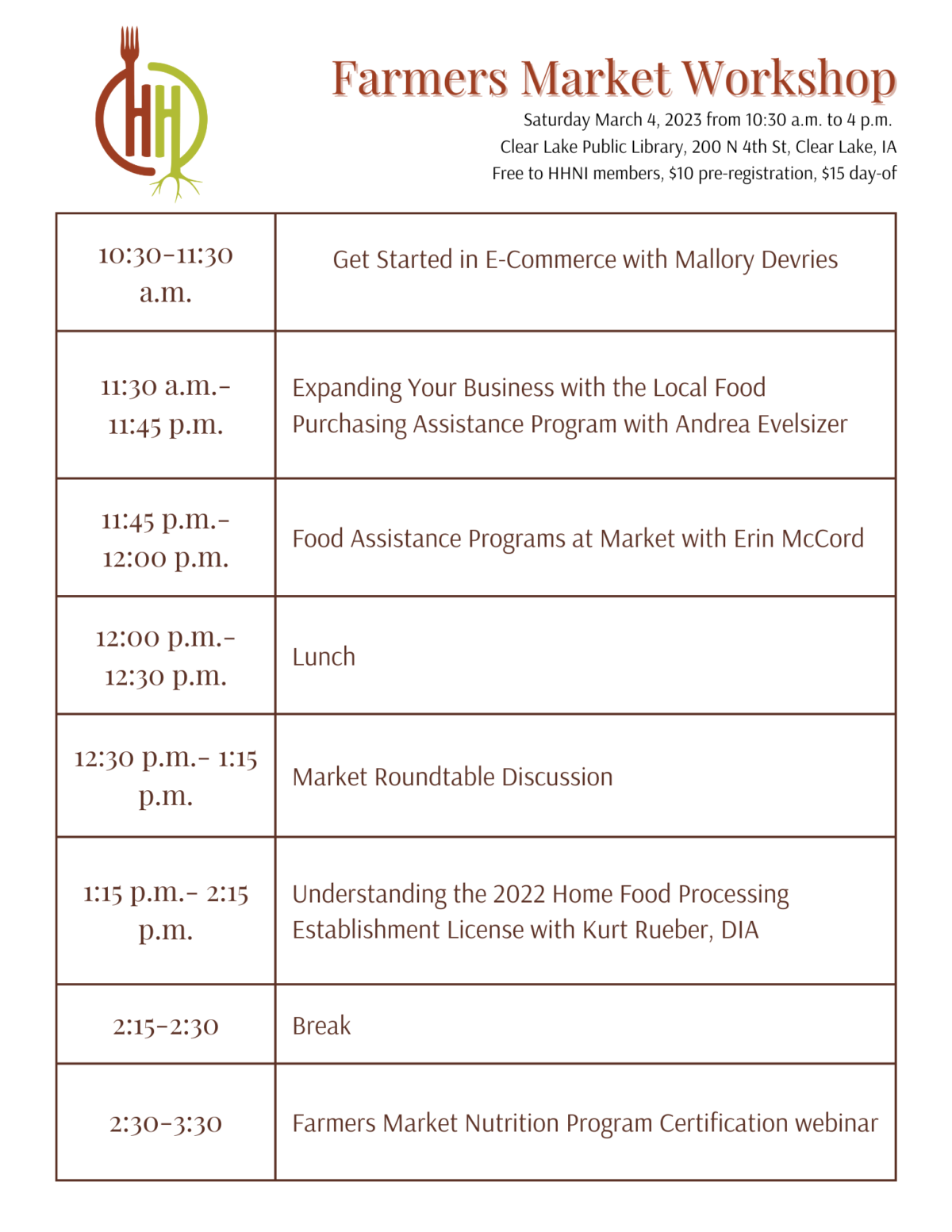 Farmers Market Workshop - Healthy Harvest of North Iowa - Locally Grown ...